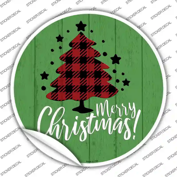 Merry Christmas With Tree Novelty Circle Sticker Decal. Circle shaped ...