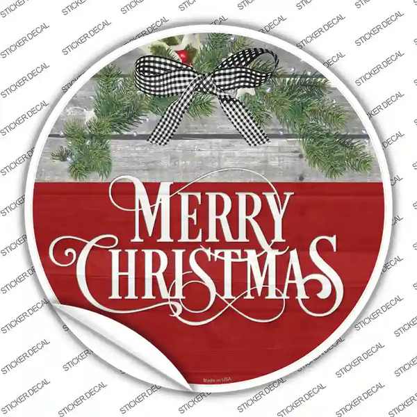Merry Christmas Wreath Novelty Circle Sticker Decal. Circle shaped ...