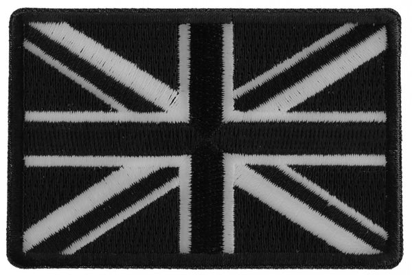 Black and White UK Flag Patch 3x2 inch This is a Small Embroidered Patch for Clothing Patch can ...