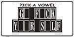 Pick a Vowel License PlateSize: 6 inches X 12 inches. Fits all cars and ...