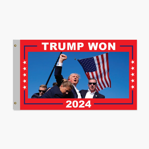 Trump Won 2024 Flag Fight Red Border - Made in USA – US Patriot Colors