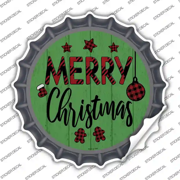 Merry Christmas Plaid Green Novelty Bottle Cap Sticker Decal. Bottle ...