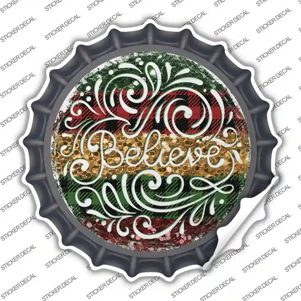 Believe Christmas Novelty Bottle Cap Sticker Decal. Bottle Cap shaped ...