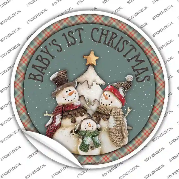 Babys First Christmas Novelty Circle Sticker Decal. Circle shaped ...
