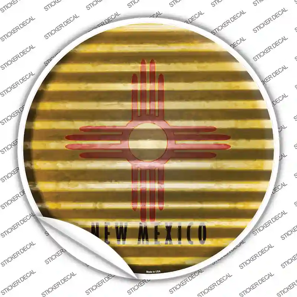 New Mexico Flag Corrugated Novelty Circle Sticker Decal. Circle shaped ...