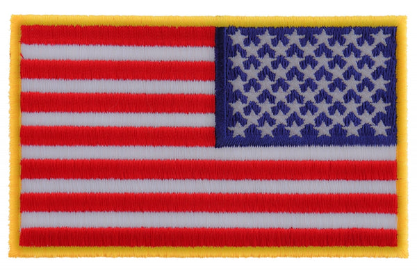 Reversed US Flag Patch 4 Inch Yellow Border 4x2.5 inch This is a Small ...