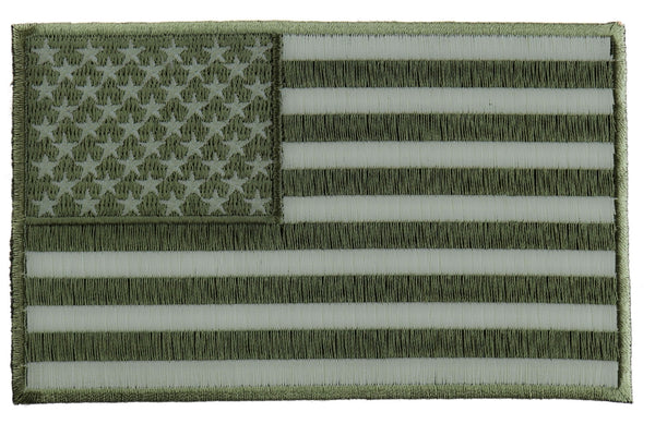 Subdued Green American Flag Patch 5x3 inch This is a Small Embroidered ...