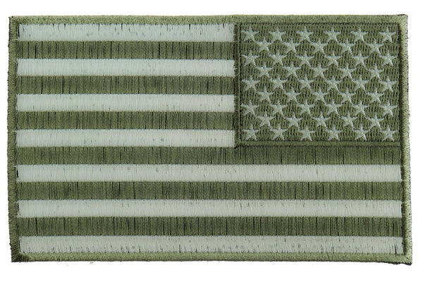 Green American Flag Patch Reversed 5x3 inch This is a Small Embroidered ...