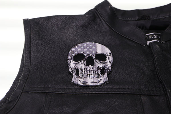 American Flag Skull Patch 3x4 inch This is a Small Embroidered Patch ...