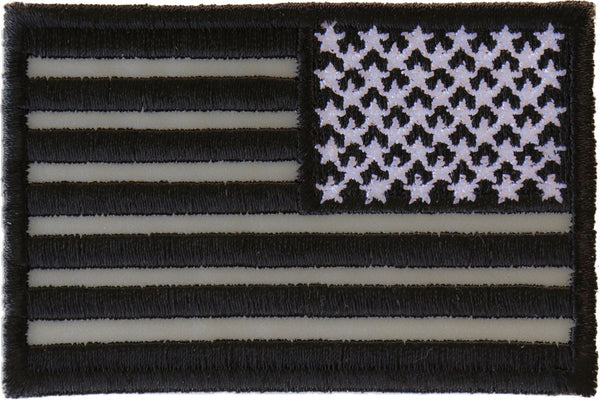 Reverse Black Reflective US Flag Patch 3x2 inch This is a Small ...