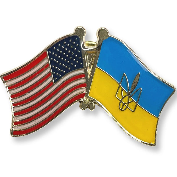 USA Ukraine Trident Friendship Lapel Pin, Enamel on metal with pin ...